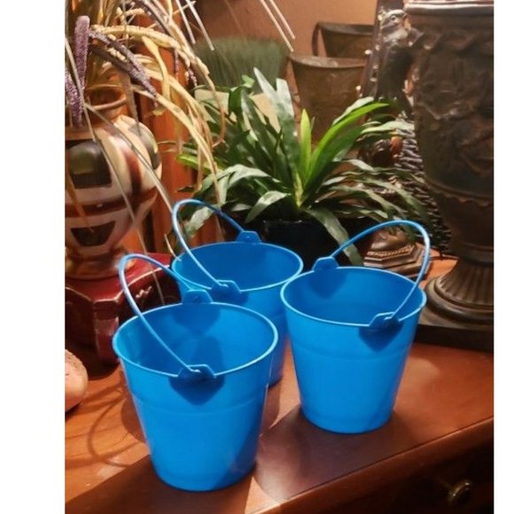 Buckets | Storage & Organization | 3 Blue Plastic Organizer Buckets ...